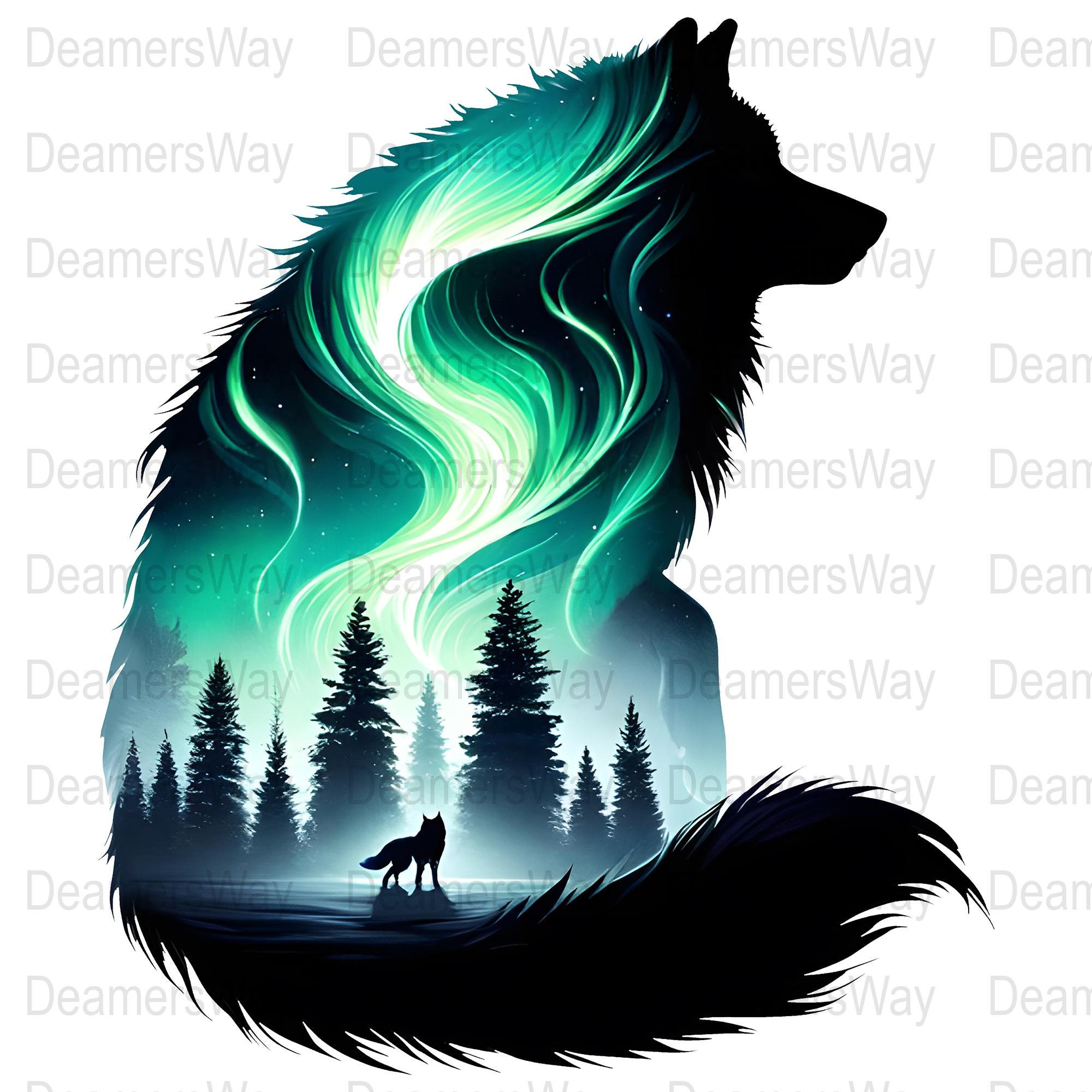 10 Neon Howling Wolf Digital Clipart, Panda Animal Illustration ...
