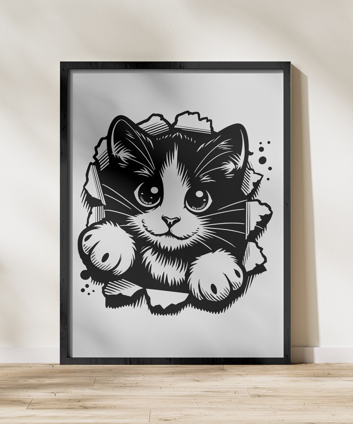 Cute Cat Vector Art, Svg File, Cat Digital Art for Shirt Design, Vector ...