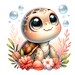 10 Cute Turtle With Sea Digital Clipart, Cute Turtle Illustration ...