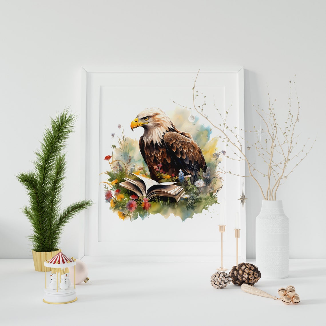 Watercolor Bald Eagle Clipart Bundle, Nursery Clipart ,eagle PNG, Card ...