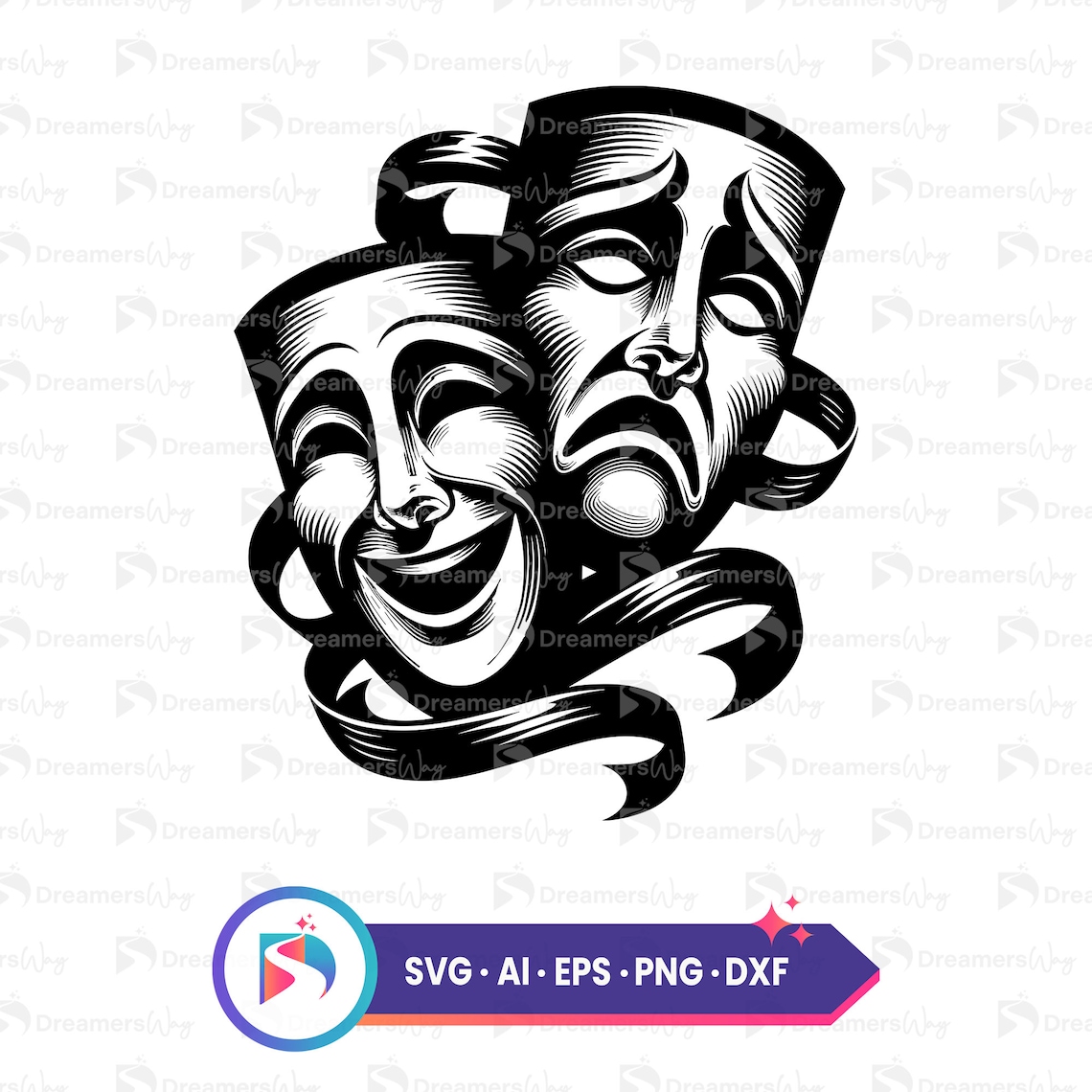 Theater Masks, Theater Drama Clipart, Digital Download, Acting Art ...