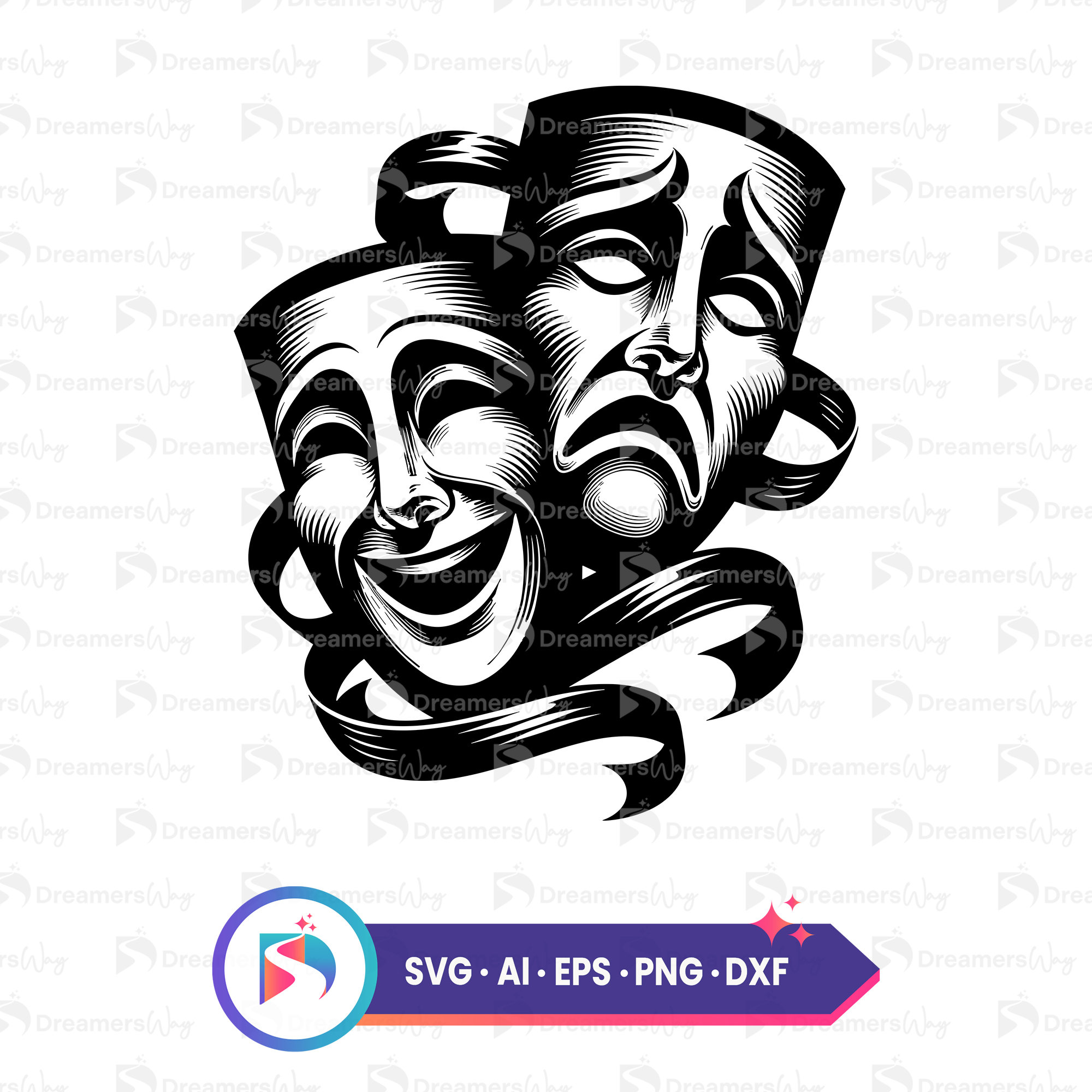 Theater Masks, Theater Drama Clipart, Digital Download, Acting Art ...