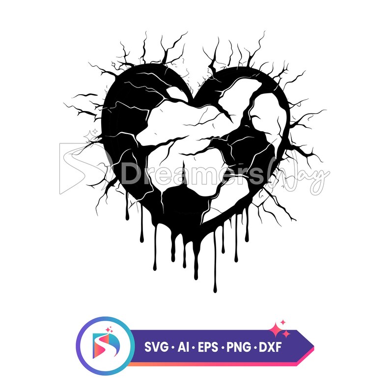 Broken Heart Svg, Dripping Love Vector Graphic, Digital Download ...