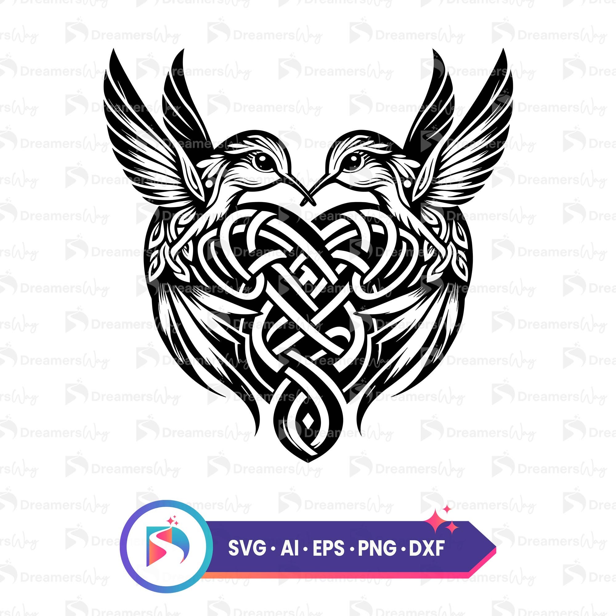 Celtic Hummingbird Shape of Heart Vector Illustration Svg, Ai, Eps, Png ...