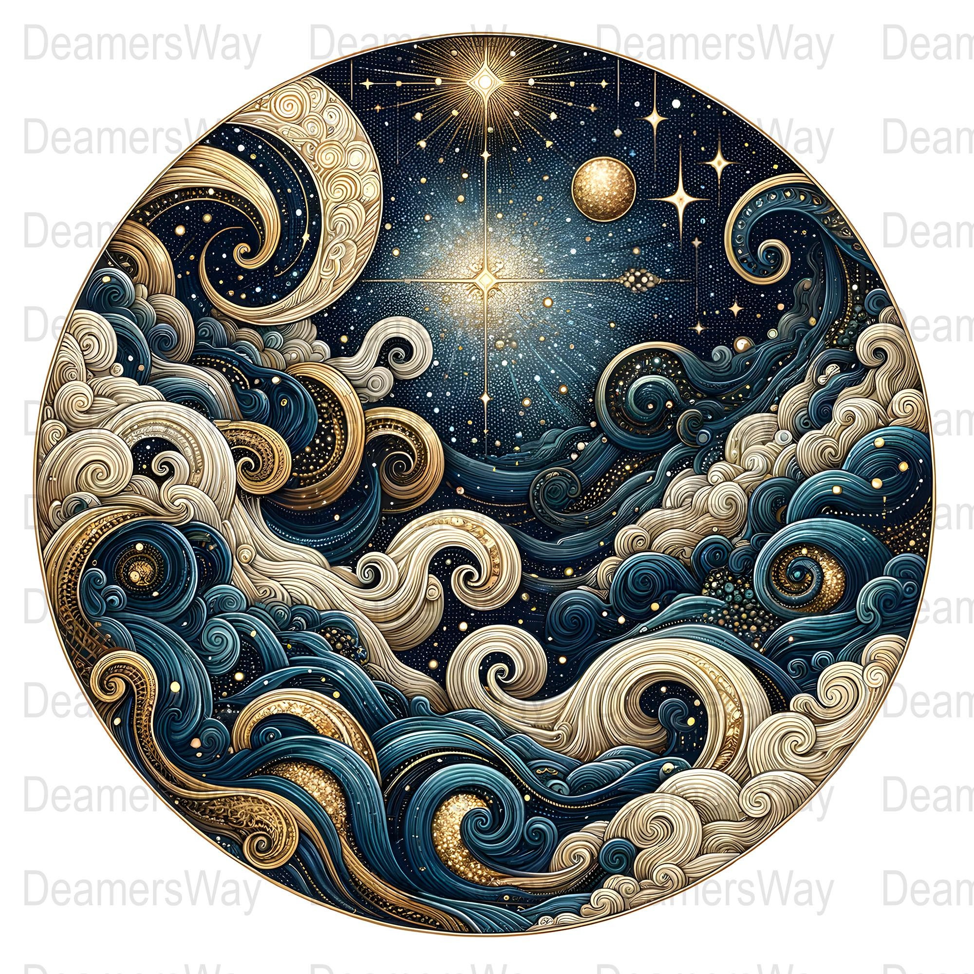 10 Mystical Moon Digital Clipart, Moon Illustration, Instant Download ...