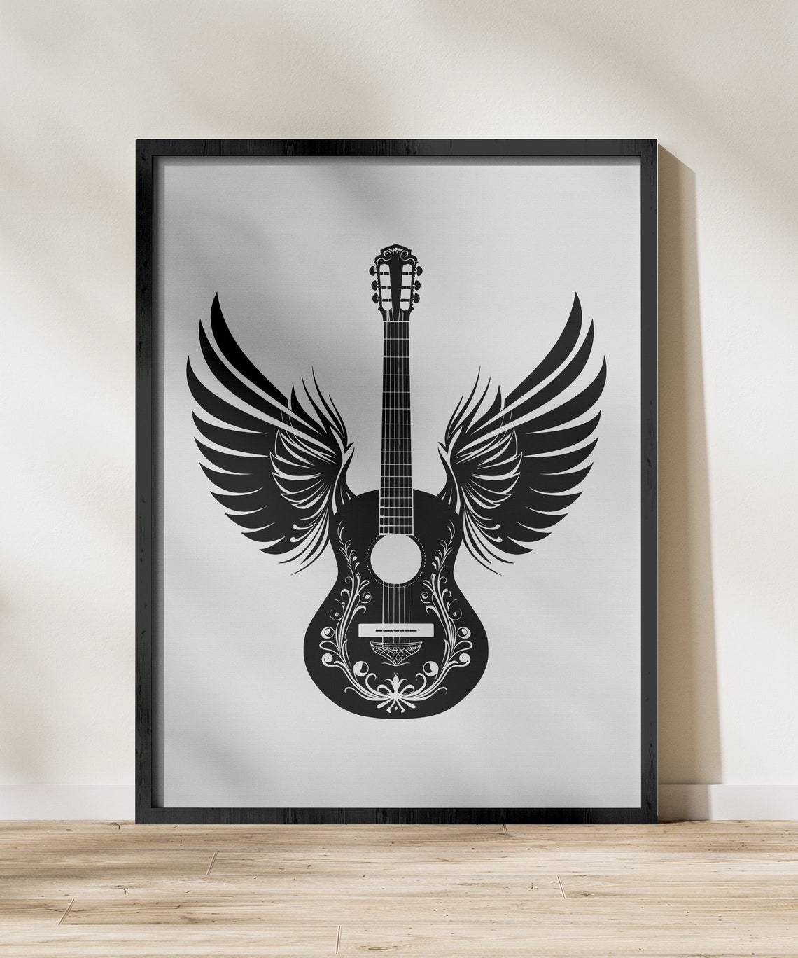 Guitar With Wings Vector Art, Svg, Ai, Eps, Png, Dxf Files, Musical ...