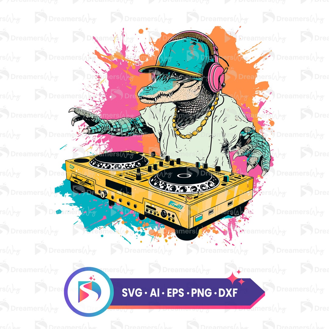 Dj Alligator Vector Illustration Vector Illustration, Svg Cut File ...