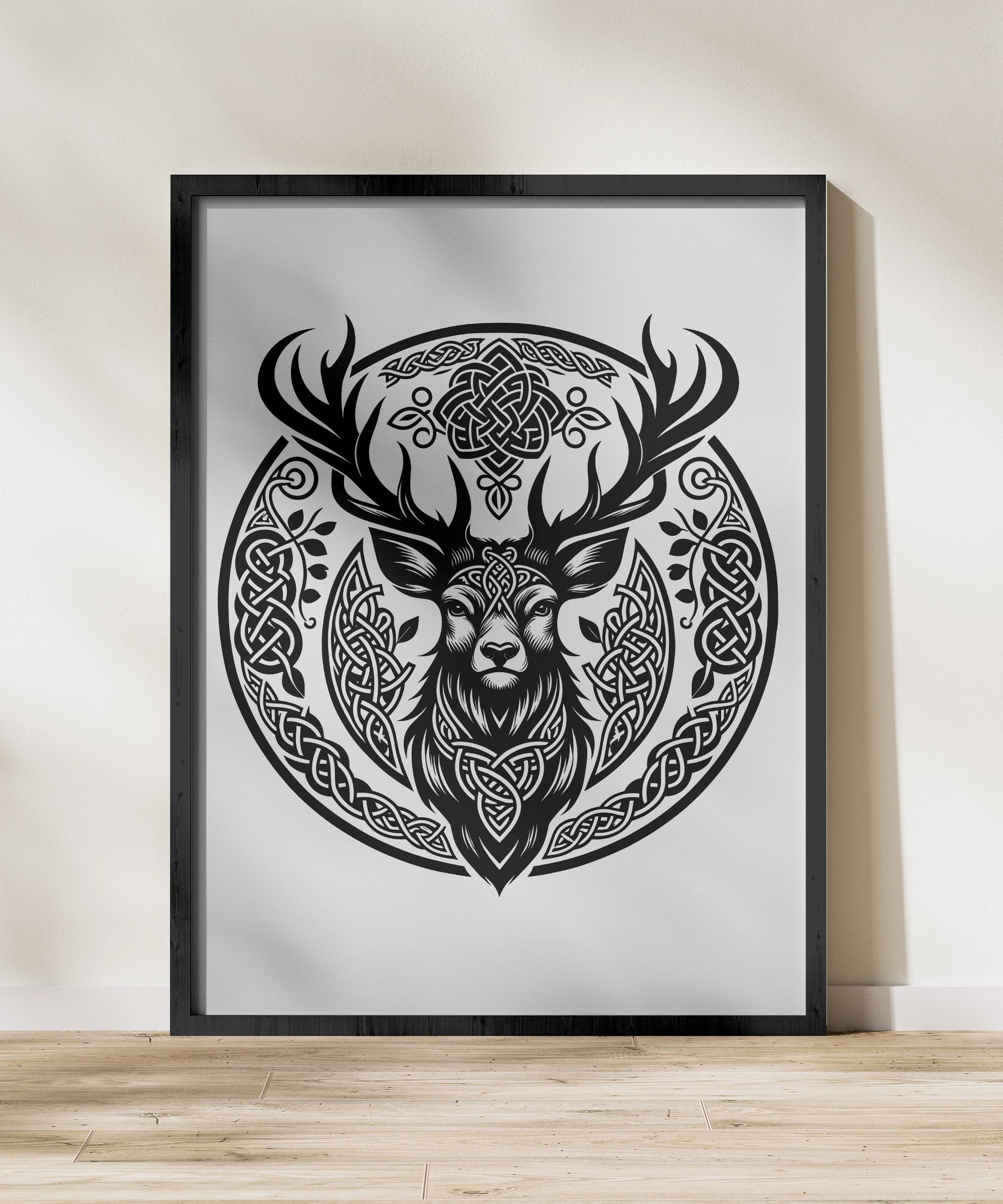 Celtic Deer Vector Art, Svg, Dxf, Png, Ai, Eps Files for Cricut and ...