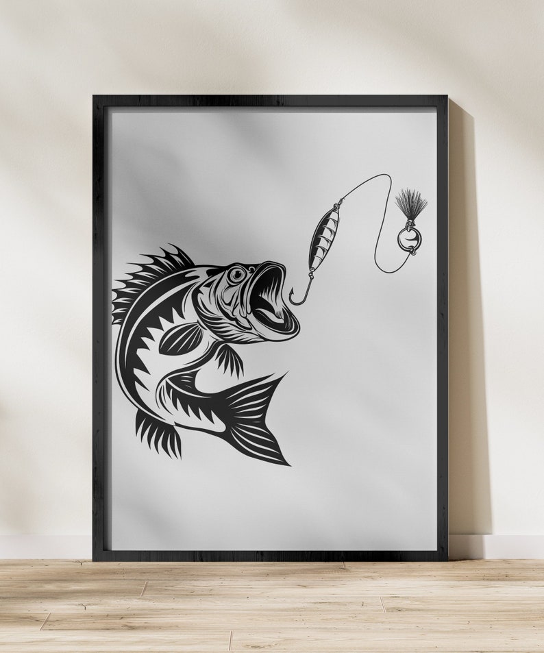 Bass Fish Vector Illustration, Bass Fish Clipart, Fishing Digital ...