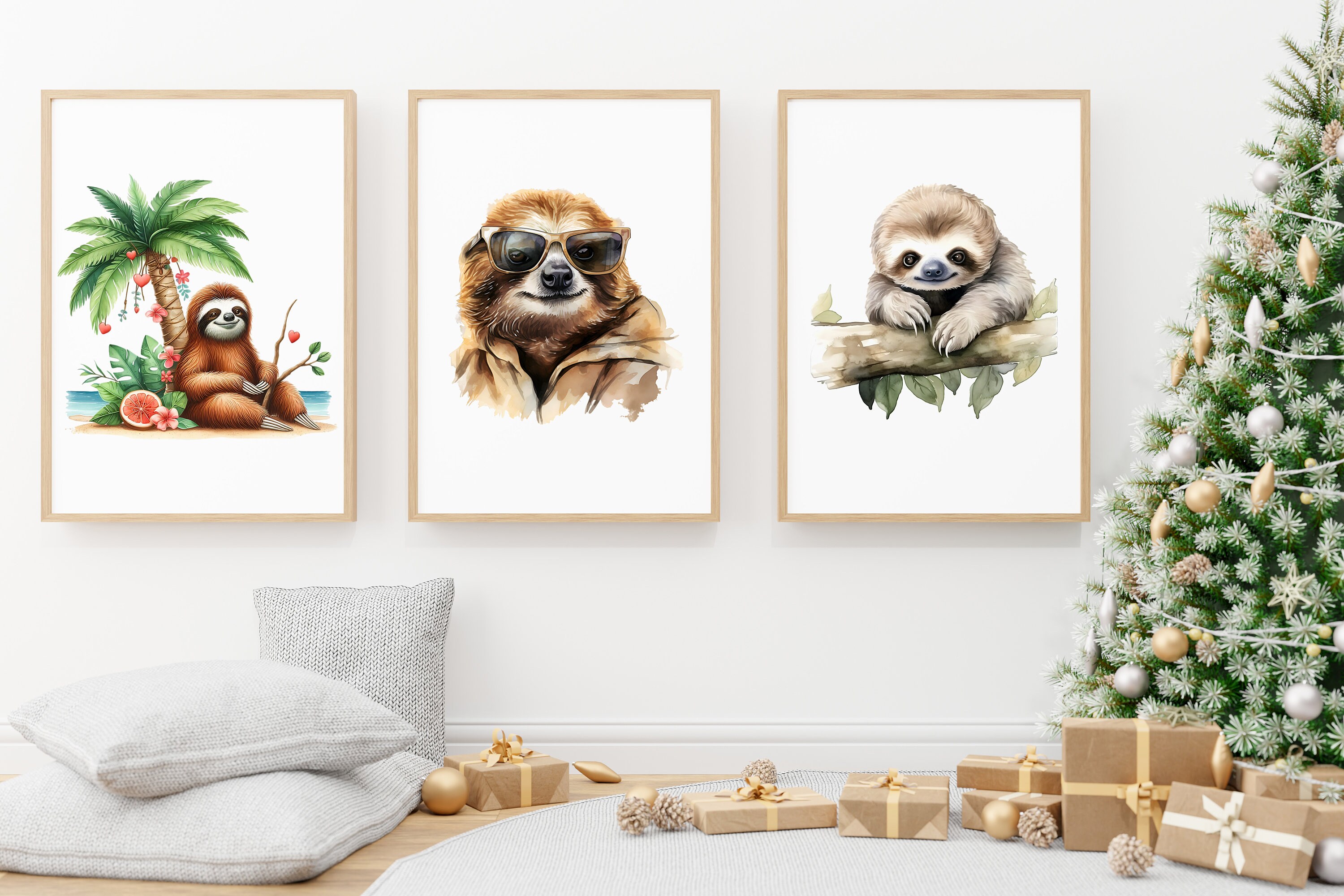 Watercolor Cute Sloth Bundle, Cute Animal Clipart, Wild Animal Clipart ...