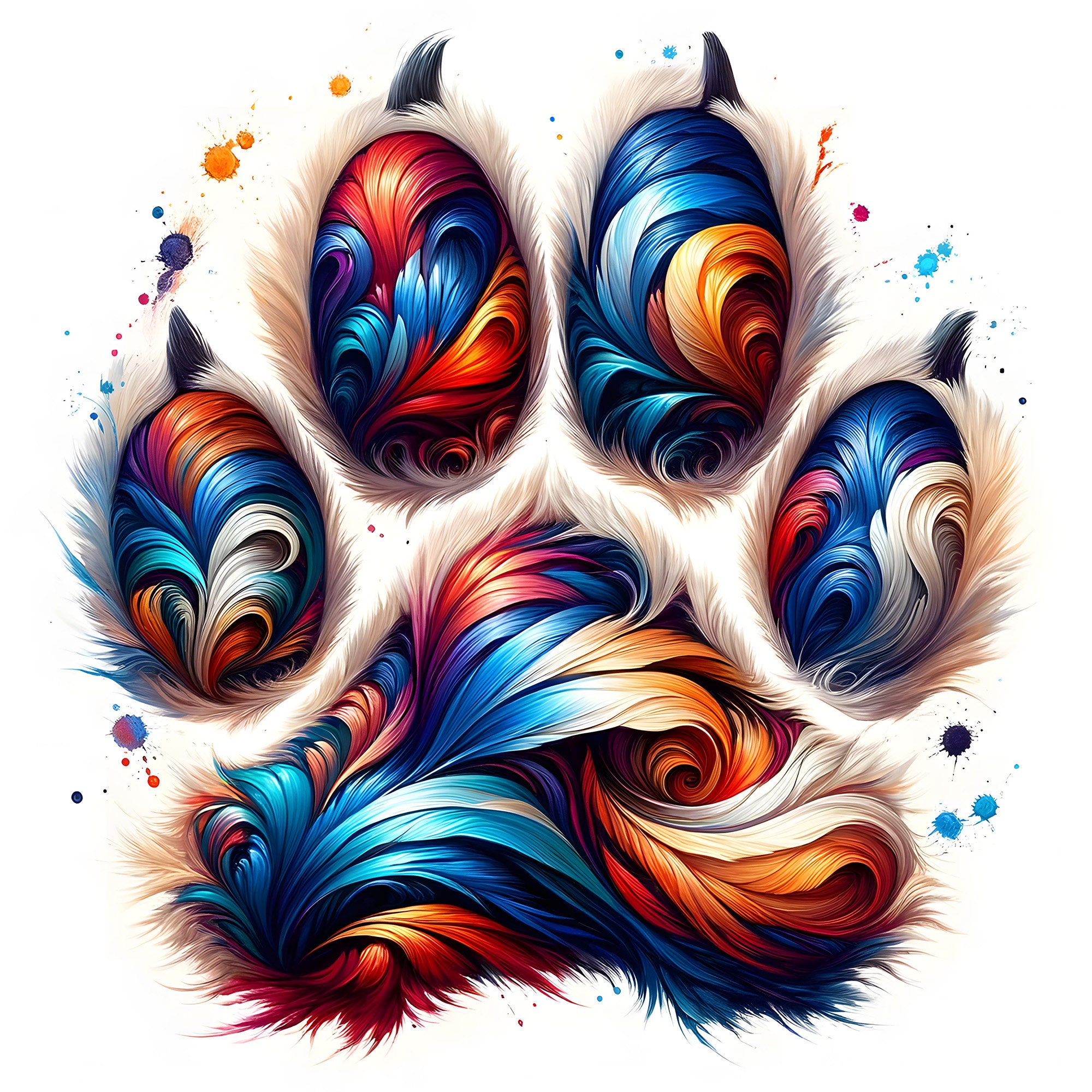 10 Paw Print Digital Clipart, Paw Print Illustration, Instant Download ...