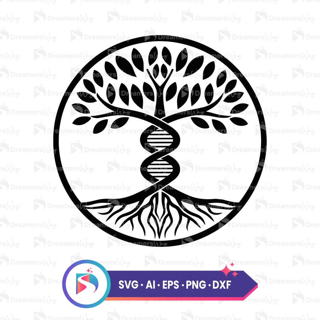 Tree With Shape of Dna Vector Art Svg, Dxf, Png, Ai, Eps Files, Cricut ...