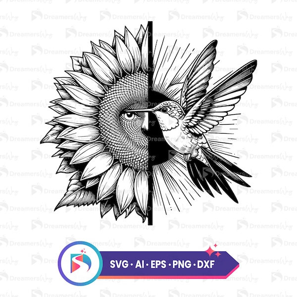 Hummingbird Sunflower Clipart - Etsy