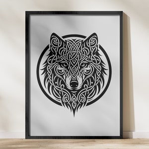 Celtic Wolf Head Vector Art, Svg, Ai, Eps, Png, Dxf Files, Wolf Svg ...