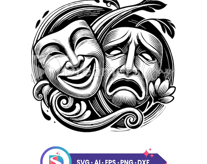 Theater Masks Svg, Mask Svg Cut File, Masks Clipart, Svg Cut File for ...