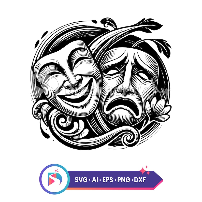Theater Masks, Theater Drama Clipart, Digital Download, Acting Art ...