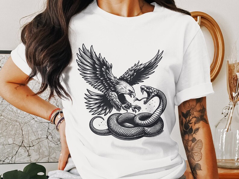 Eagle and Snake Battle Illustration, Svg, Ai, Eps, Png, Dxf Files for Cricut and Silhouette ...