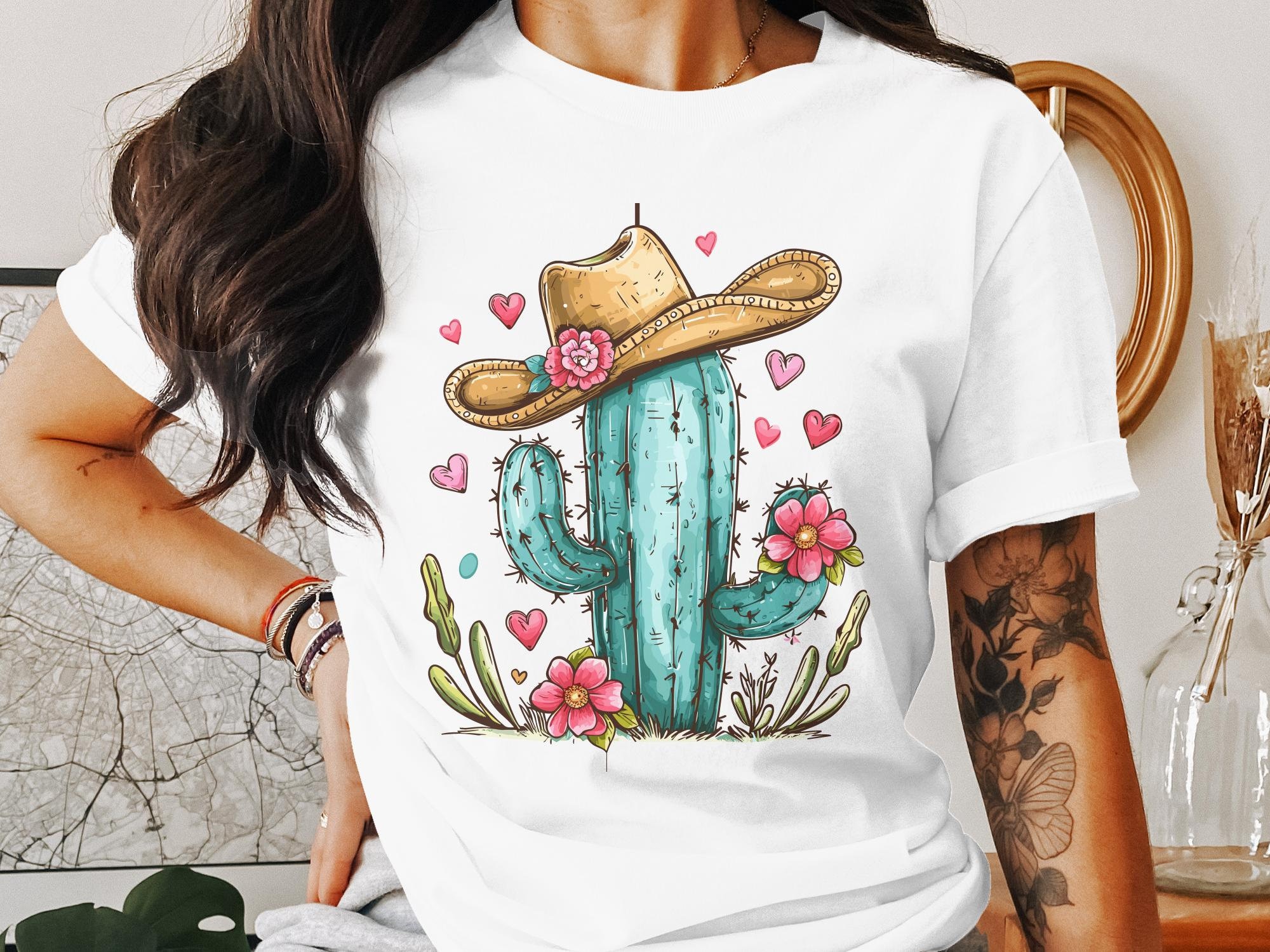 Western Cactus With a Cowboy Hat Vector Illustration, Cactus Svg Cut ...