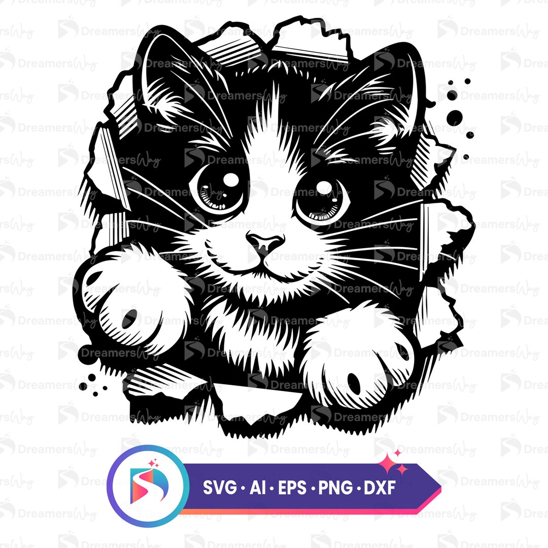 Cute Cat Vector Art, Svg File, Cat Digital Art for Shirt Design, Vector ...