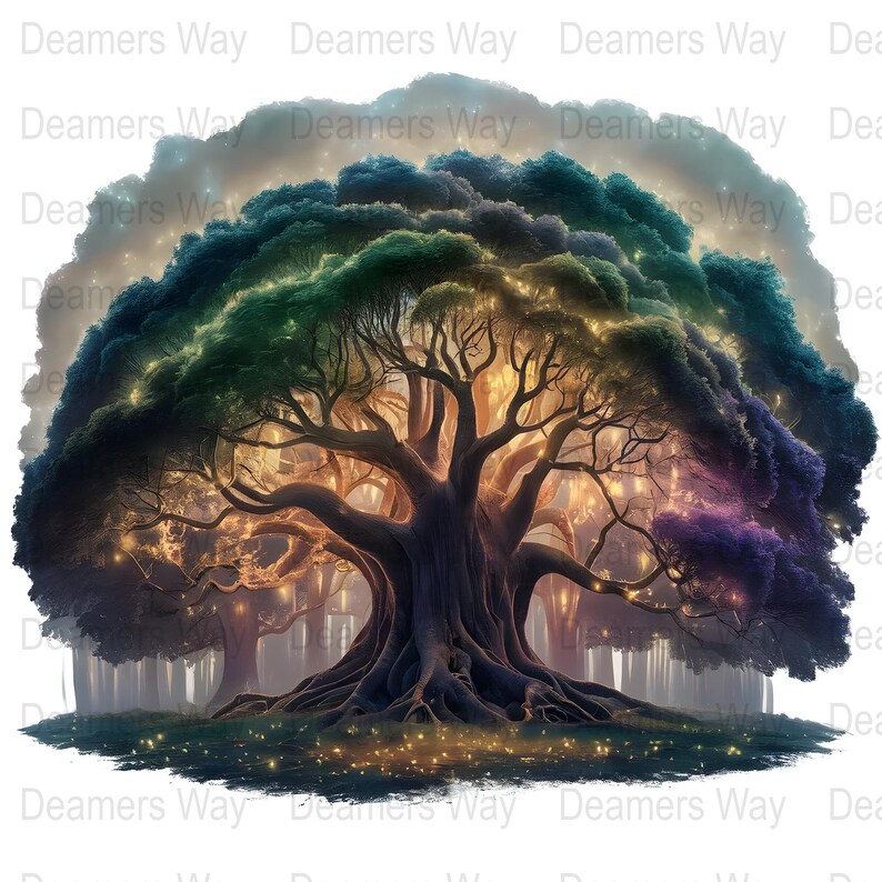 10 Mystical Tree of Life Digital Artwork, Fantasy Tree Clipart Bundle ...