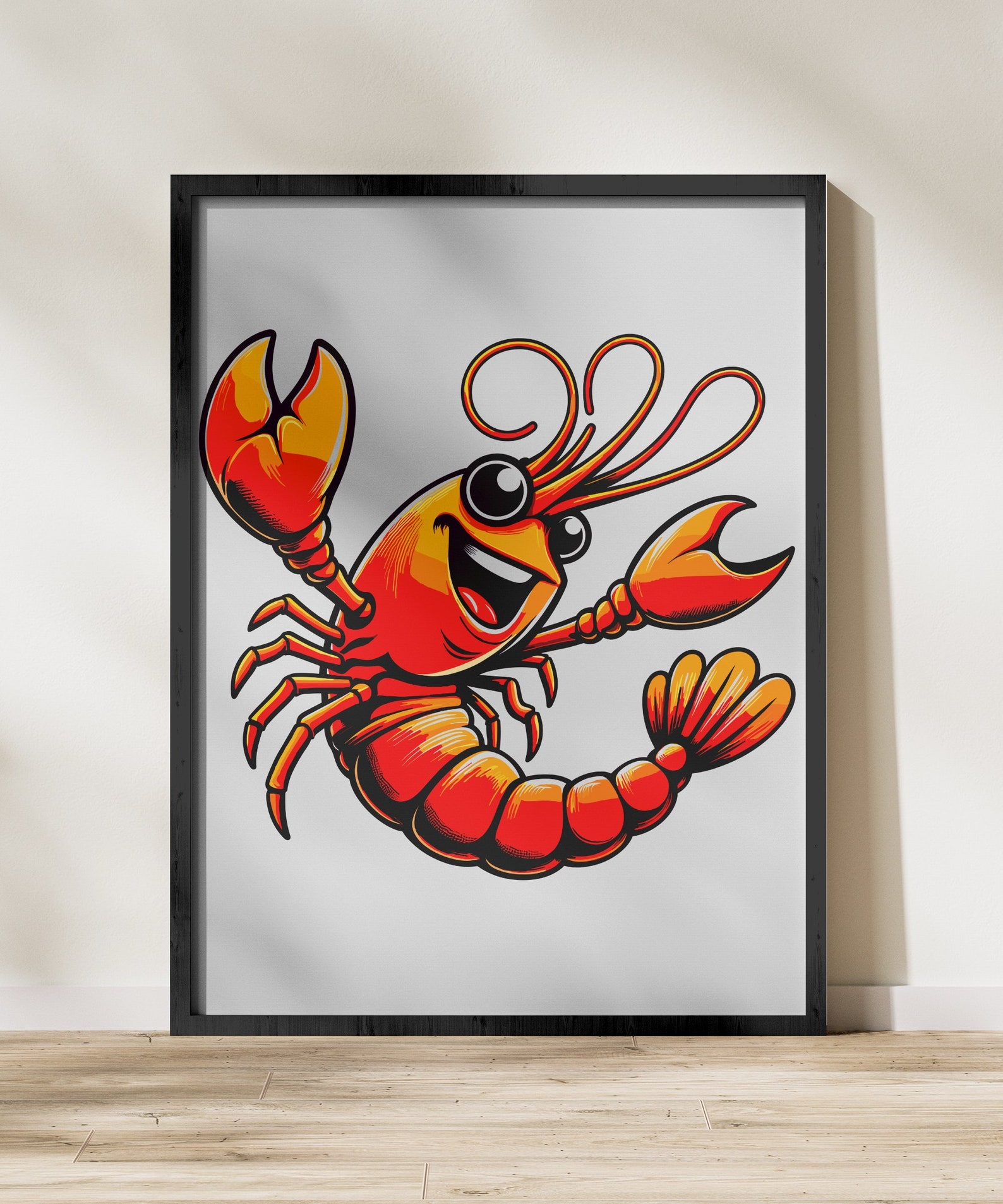 Cartoon Shrimp With a Dynamic and Lively Pose Vector Art, Svg, Png, Eps ...