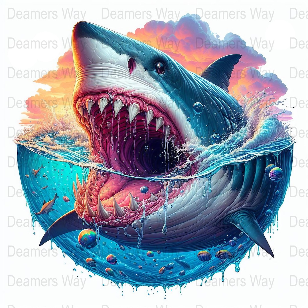 10 Shark Digital Art, Ocean Predator Illustration, High-resolution Png ...