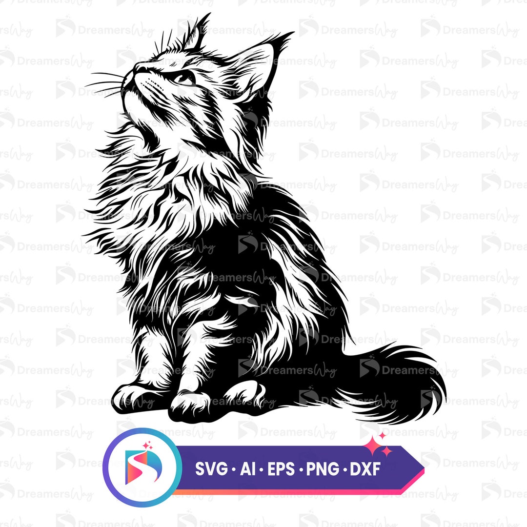 Cute Cat SVG, Kitten PNG, Kitty Vector Illustration, Cat a SVG Cut File ...