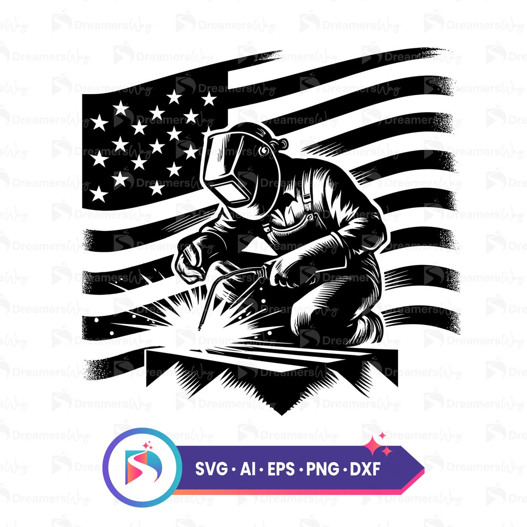 Welder With Usa Flag Vector Art, Svg, Ai, Eps, Png, Dxf Files for ...