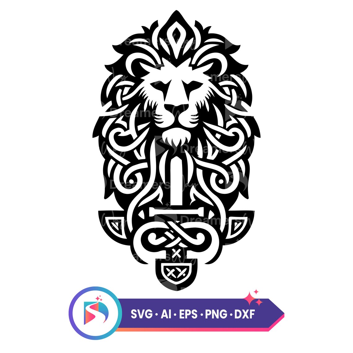 Celtic Lion Head SVG, Vector Cut File for Cricut, King Lion Png, Lion ...