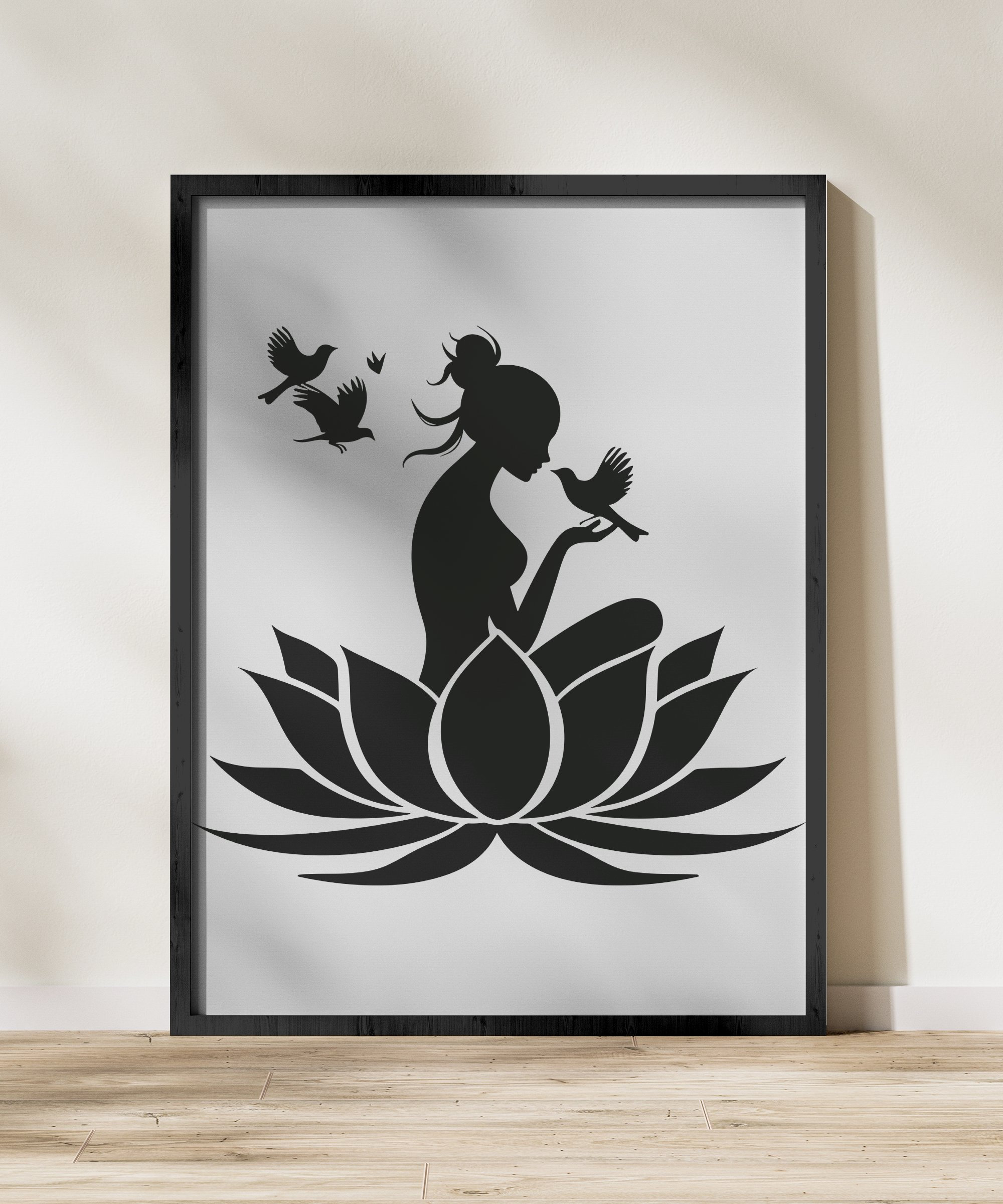 Lotus Flower Woman Silhouette Svg, Ai, Eps, Dxf, Png Digital Download ...