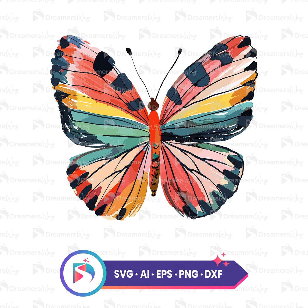 Colorful Butterfly Vector Art, Digital Download Artwork, Svg, Png, Ai ...