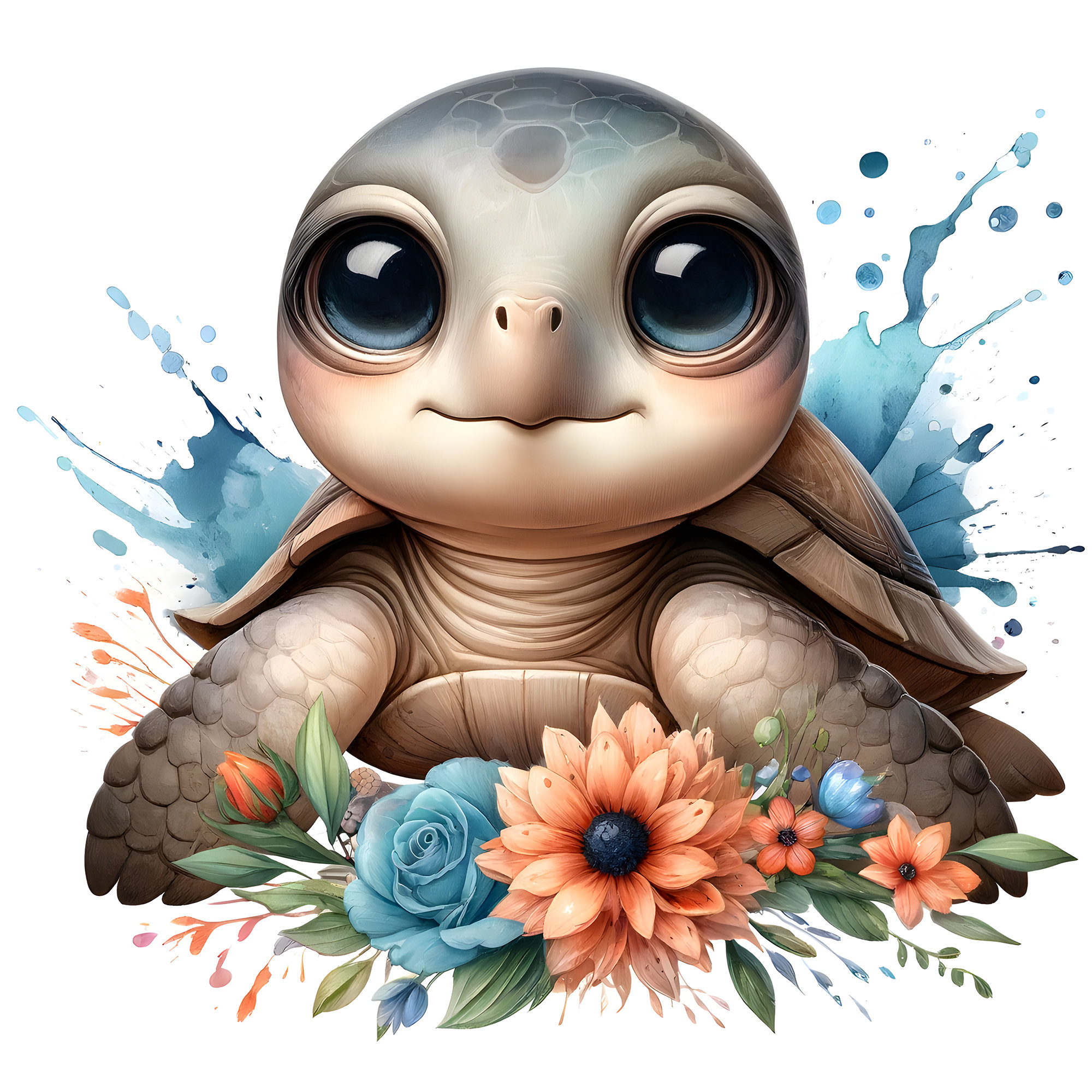 10 Cute Turtle With Sea Digital Clipart, Cute Turtle Illustration ...