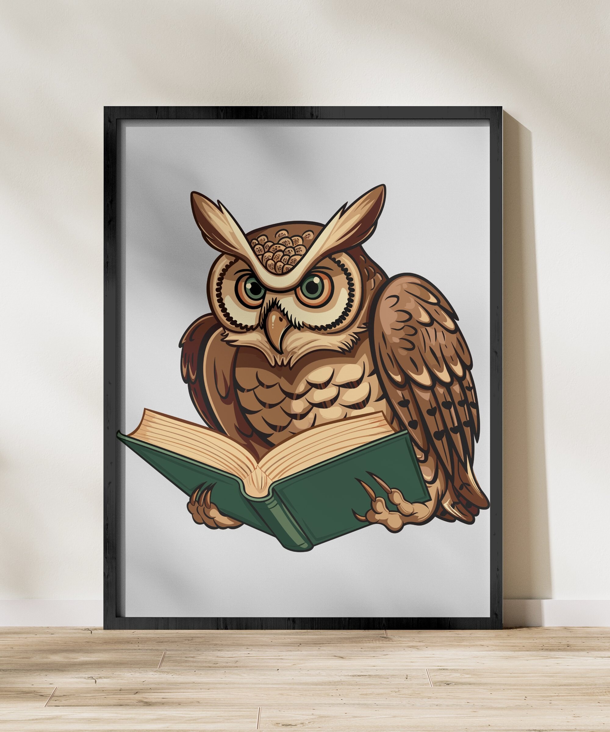 Owl Reading Book Vector Illustration, Digital Download Svg Ai Eps Dxf ...