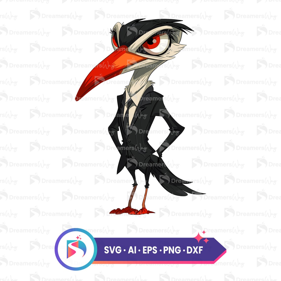 Stylish Cartoon Bird Vector Image for T-shirts, Mugs, Wall Art ...