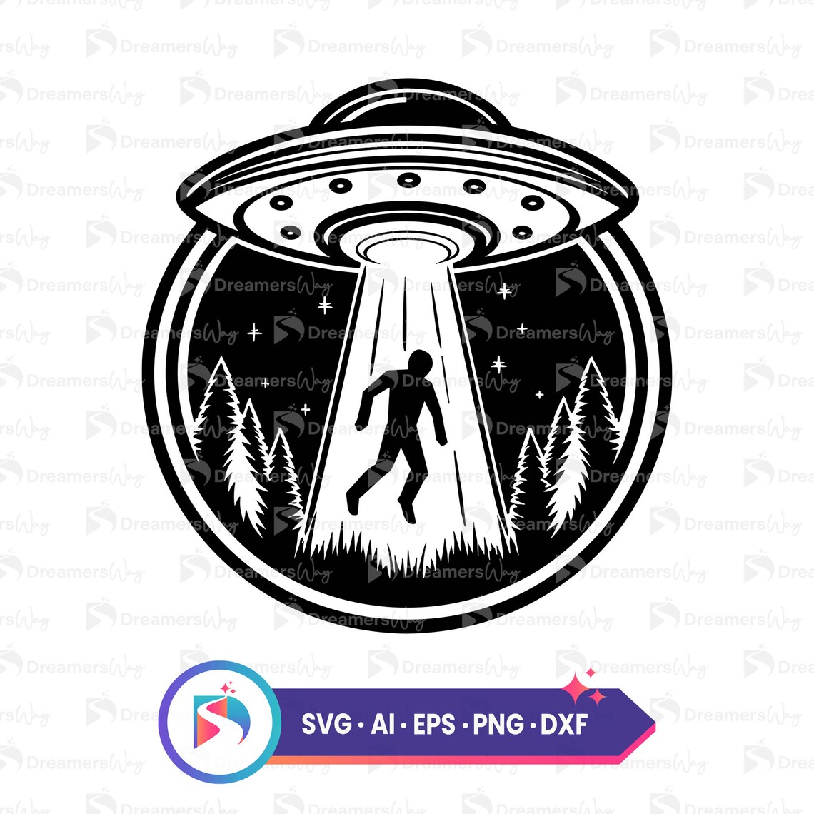 Alien Abduction Ufo Svg Clipart Digital Download Sci-fi Art Space Alien ...