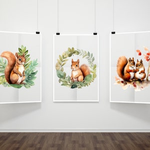 Watercolor Squirrel Bundle, Cute Animal Clipart, Woodland Animal ...