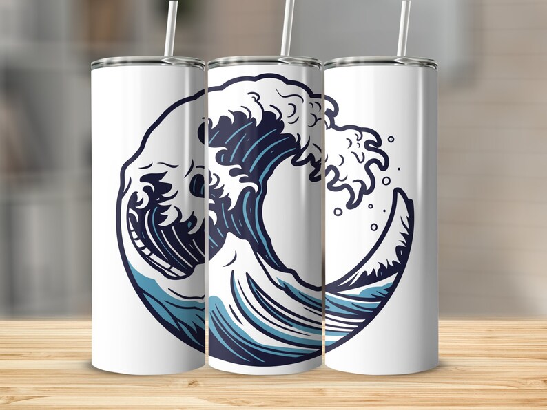 Ocean Waves Vector Illustration, Wall Art, Svg Png Eps Dxf Files ...