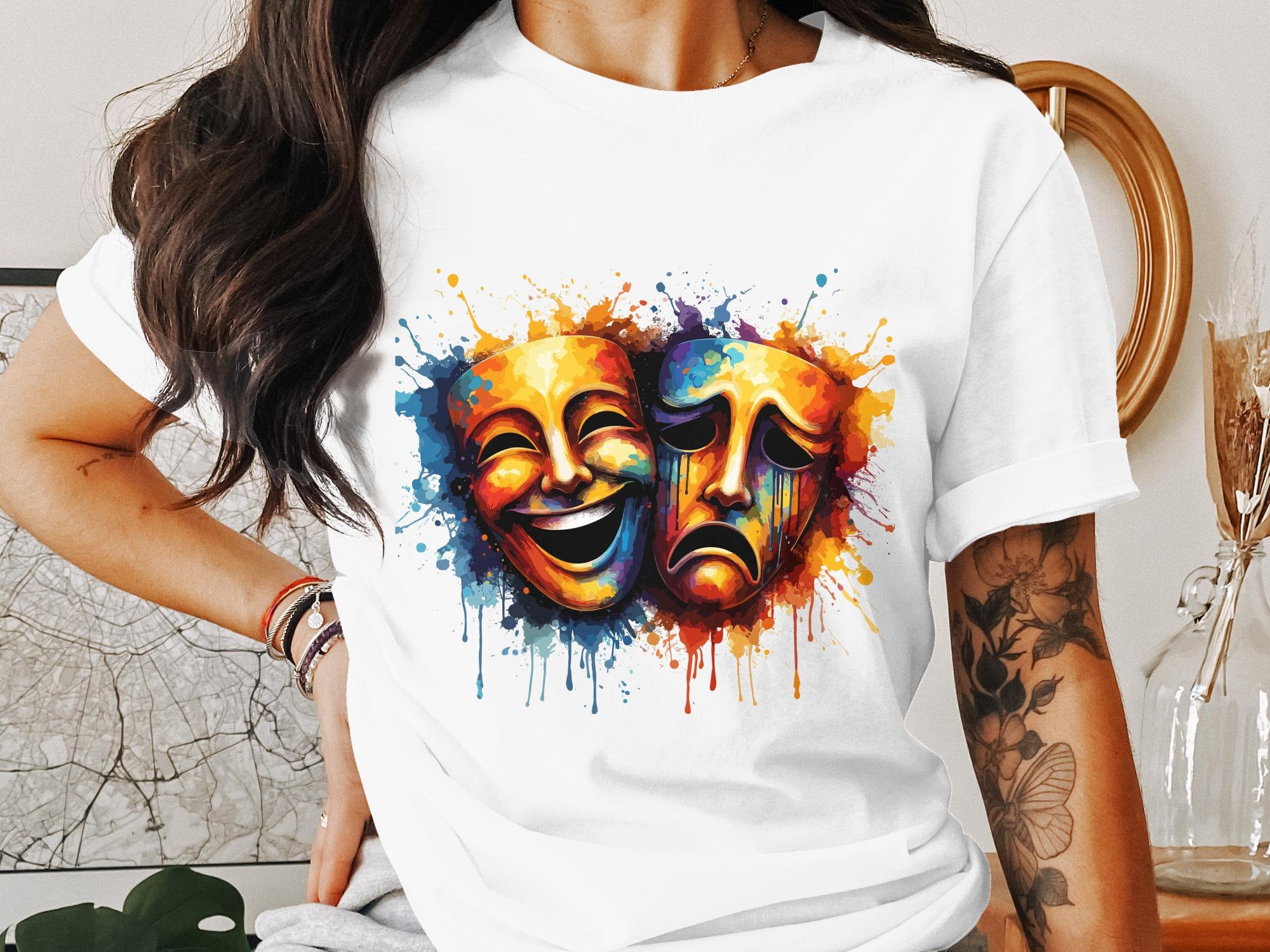 Colorful Theater Masks Svg, Artistic Theater Faces, Digital Download ...