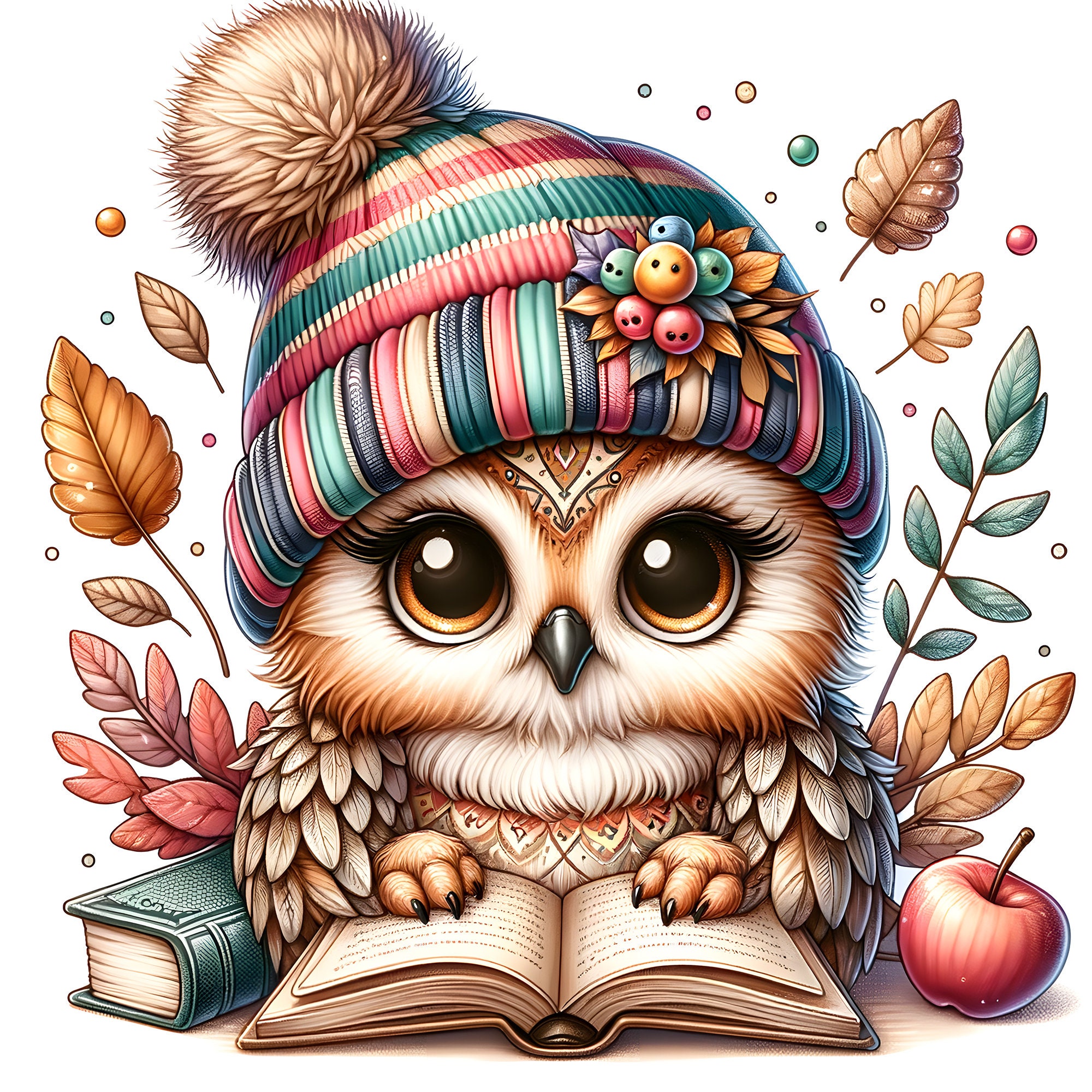 10 Cute Owl Digital Clipart, Cute Owl Illustration, Instant Download ...