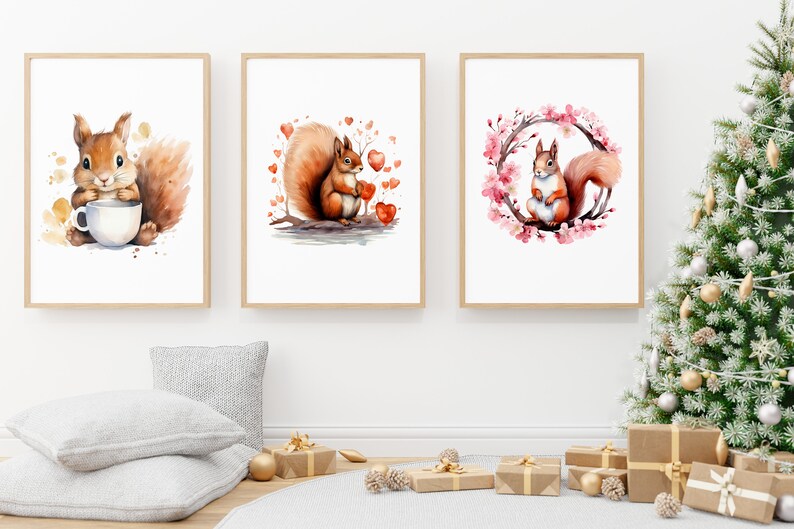 Watercolor Squirrel Bundle, Cute Animal Clipart, Woodland Animal ...