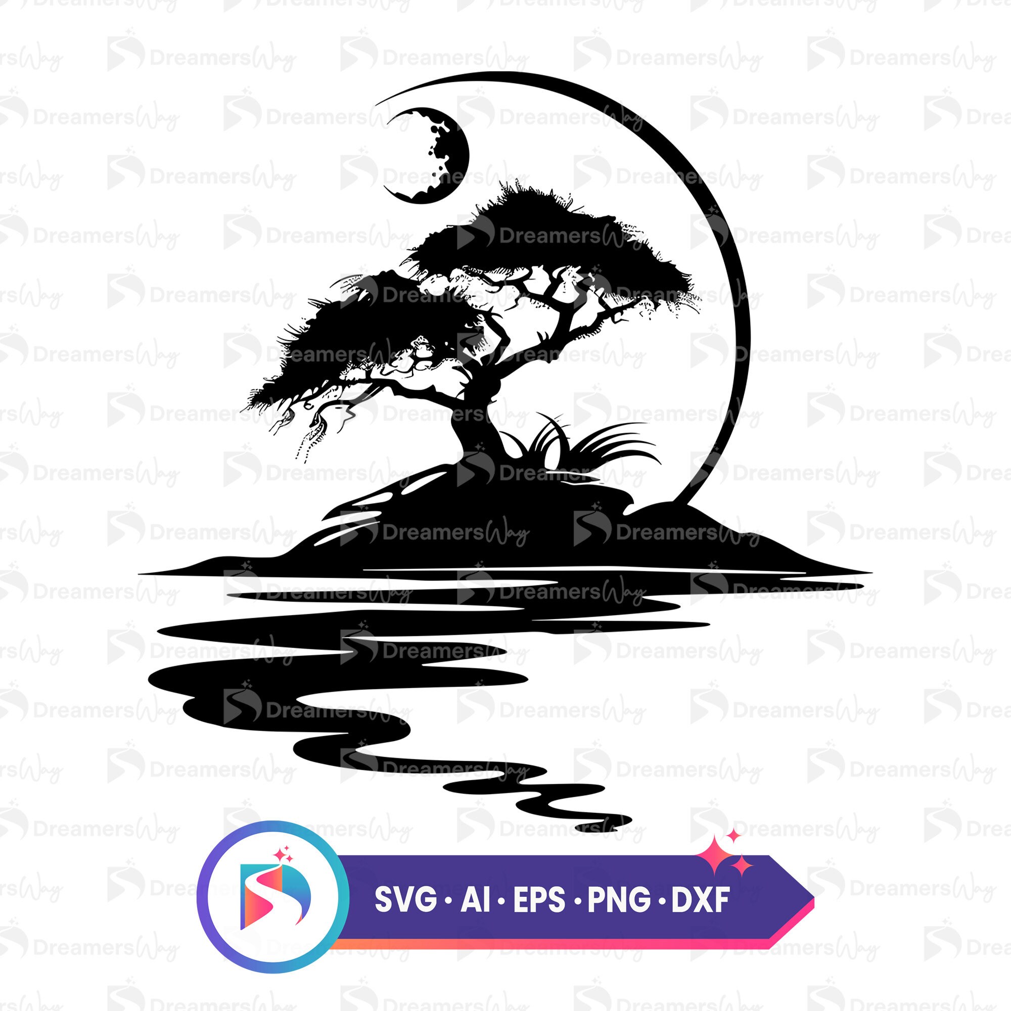 Mystical Tree Vector Illustration, Tree of Life Svg, Nature Wall Art ...