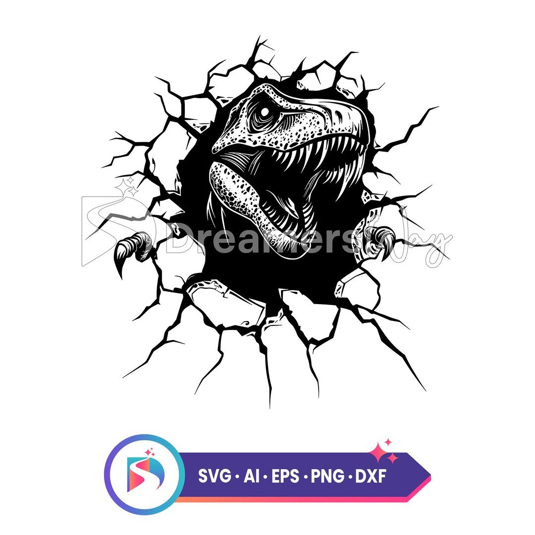 Dinosaur Head Vector Illustration, Digital Art, Ai, Eps, Svg, Dxf Files ...