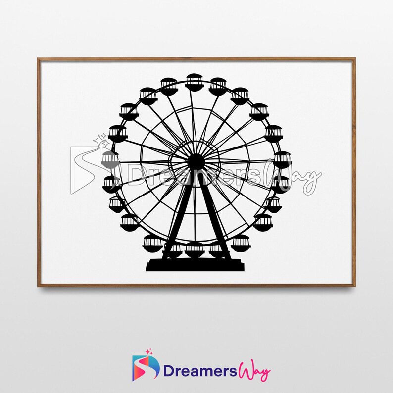 Ferris Wheel SVG, Ferris Wheel Graphic SVG, Ferris Wheel Silhouette Cut ...