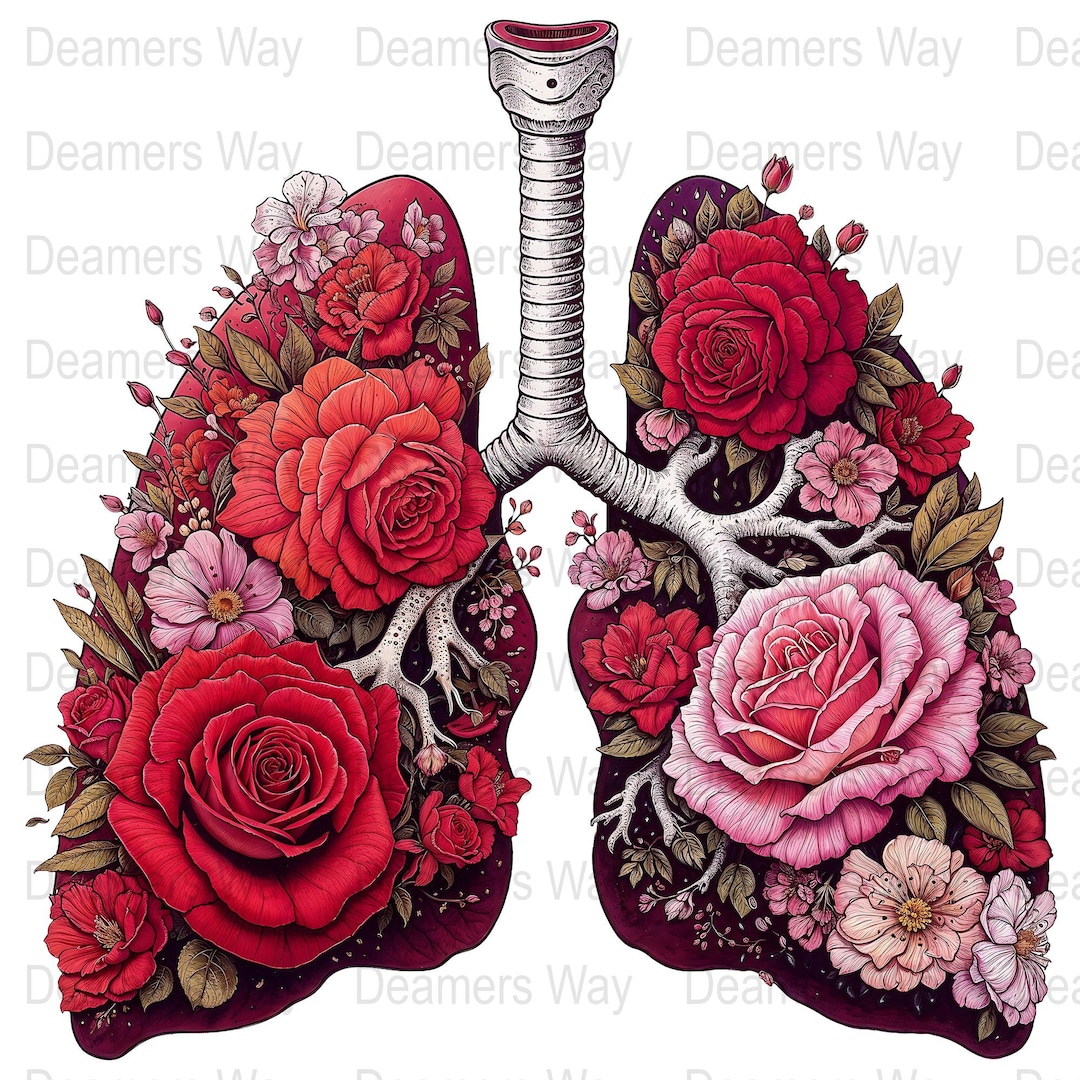 10 Floral Anatomy Art, Human Lungs With Flowers Illustration, Digital ...