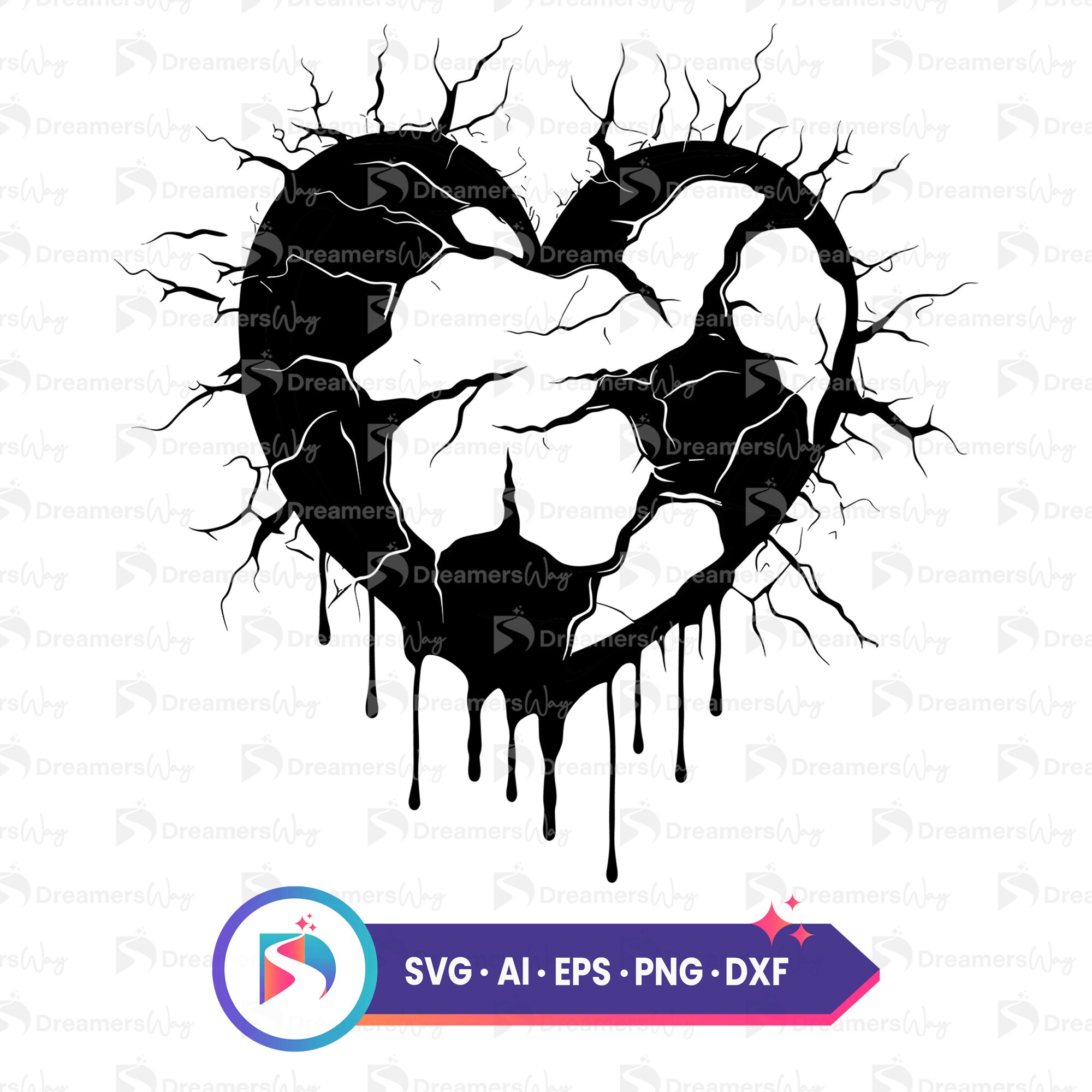 Broken Heart Svg, Dripping Love Vector Graphic, Digital Download ...