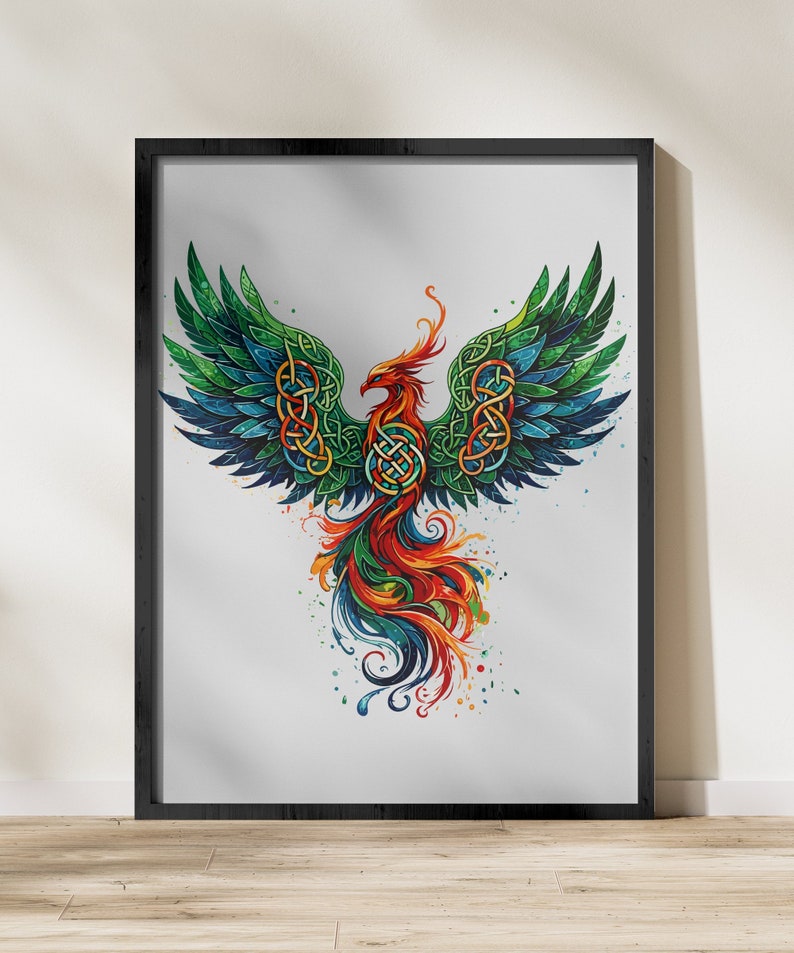 Watercolor Celtic Phoenix Vector Illustration Svg, Celtic Knot Artwork ...