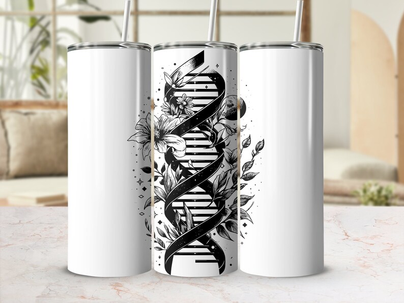 Floral Dna Helix Vector Art, Floral Dna Svg, Black and White Flower ...