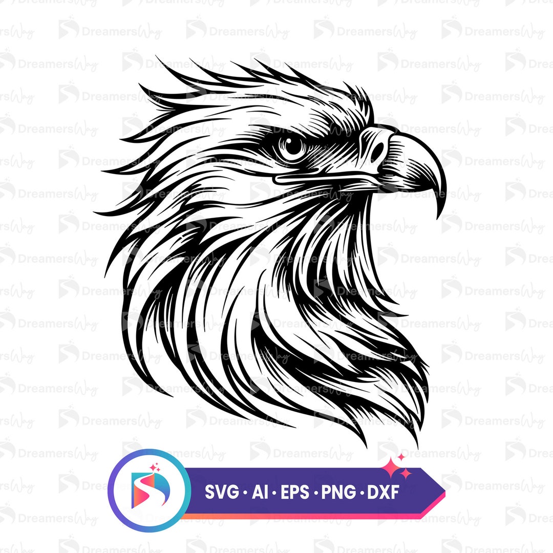 Bald Eagle Vector Illustration, Eagle Svg, Eagle Face Svg, Eagle Vector ...