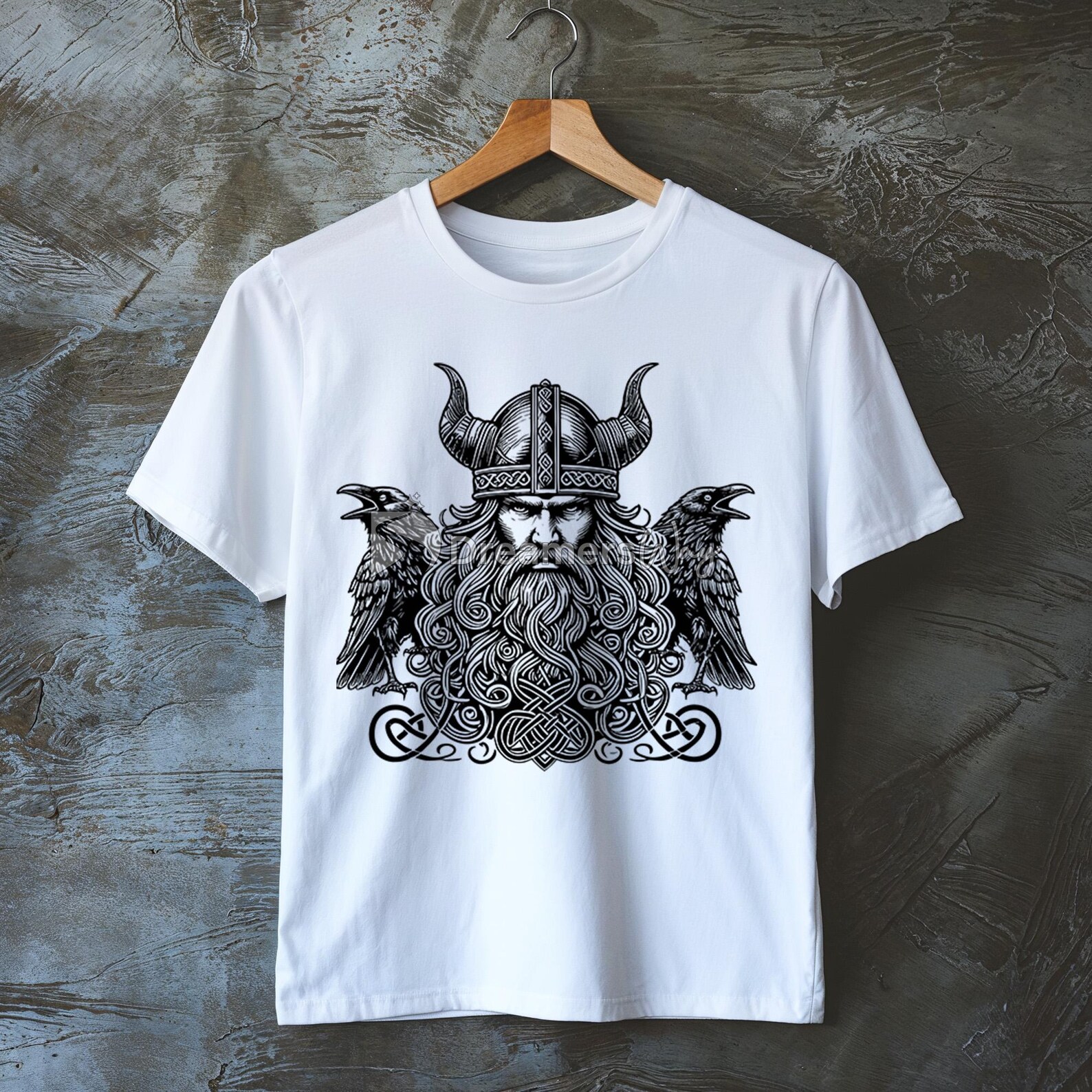 Viking Odin and Raven Vector Illustration, Celtic Raven and Odin ...