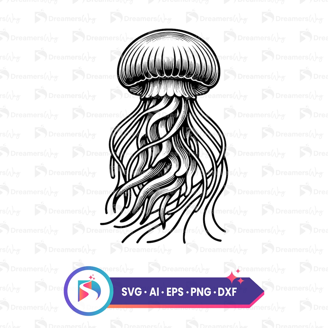 Jellyfish Vector Art Digital Download, Ocean Life Svg, Ai, Eps, Dxf ...